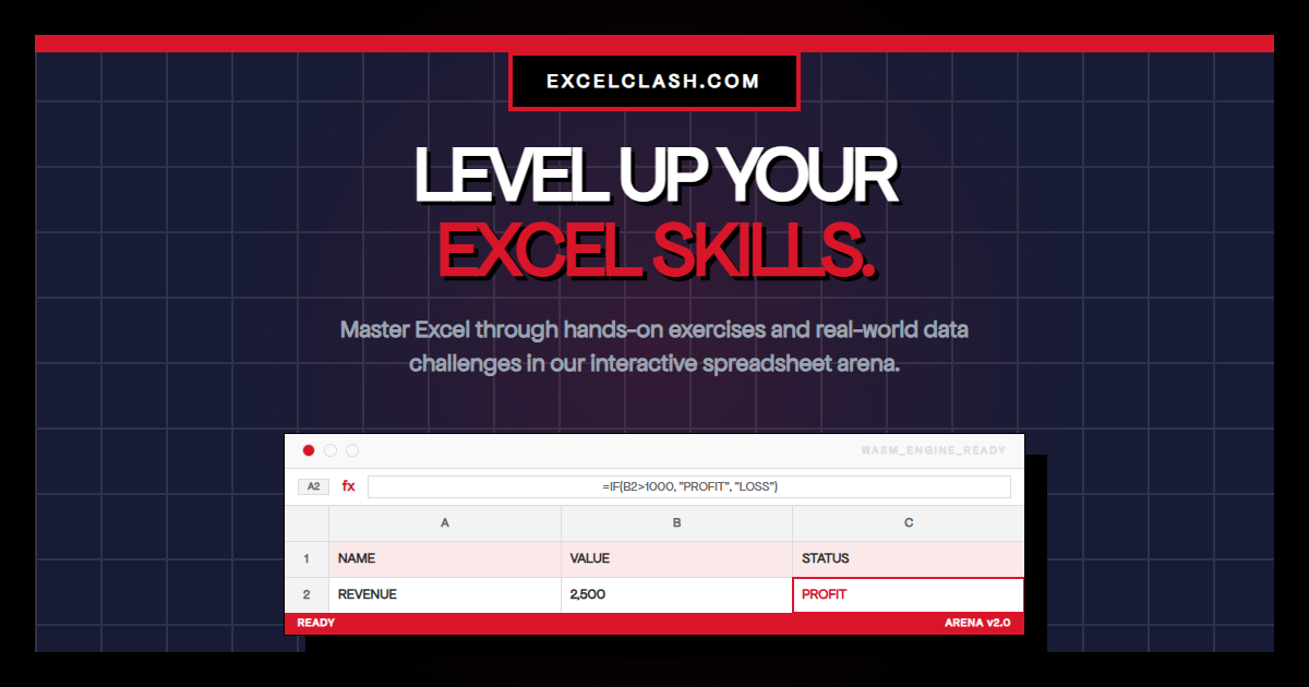 ExcelClash - Learn Excel. Practice with Interactive Exercises.